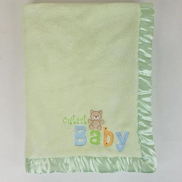 Gerber | Other | Gerber Baby Blanket Cutest Bear Pale Green Satin Trim ...